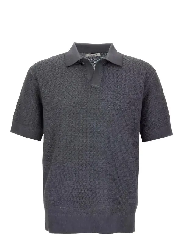 KANGRA Openwork-knit Cotton T-shirt - Grey