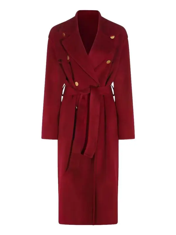 Alberta Ferretti Belted Double-breasted Coat - Red