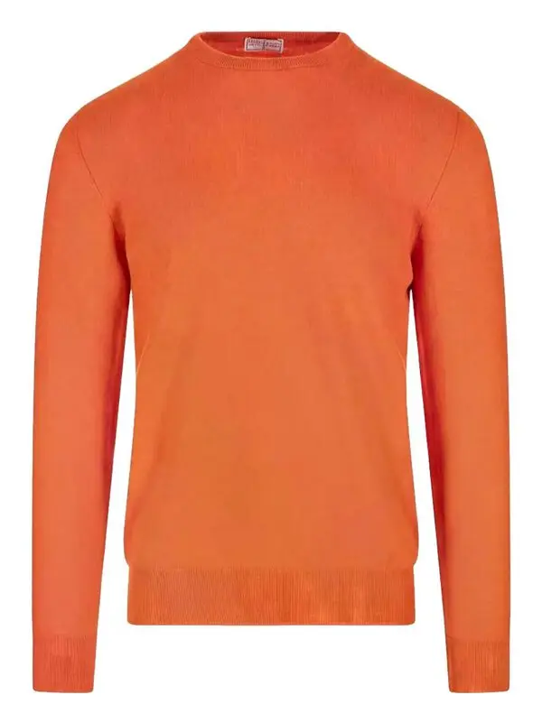 Fedeli Ribbed Hem Crew Neck Sweater - Orange