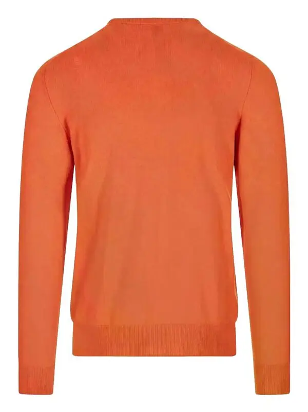 Fedeli Ribbed Hem Crew Neck Sweater - Orange