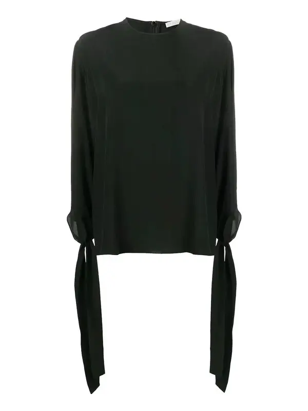 Stella McCartney Silk Cropped Sleeve Top - Black
