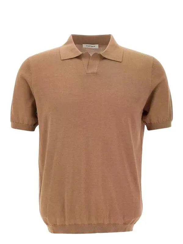 KANGRA Ribbed-trim Short-sleeve T-shirt - Brown