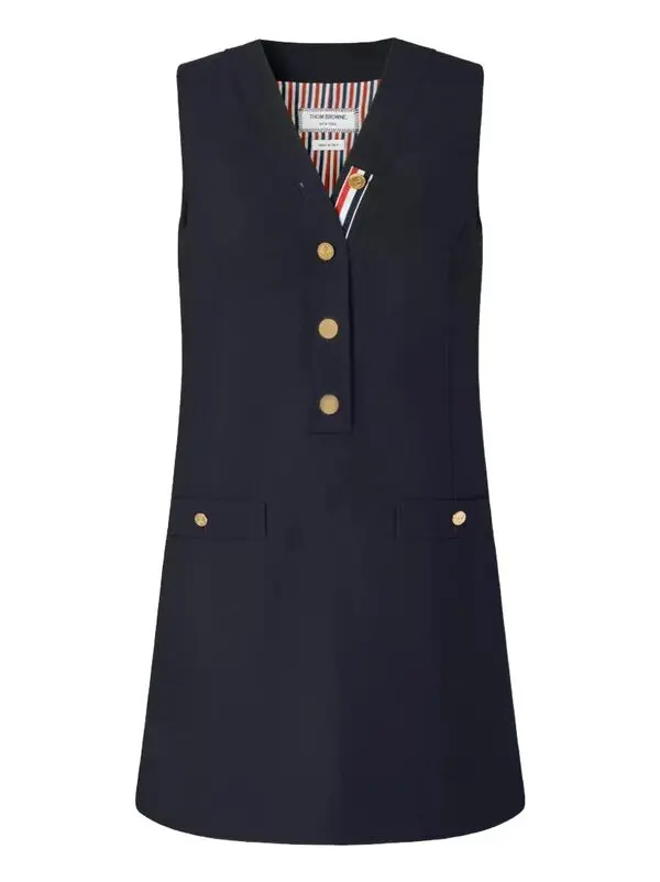 Thom Browne Hopsack Wool Mini Dress - Blue