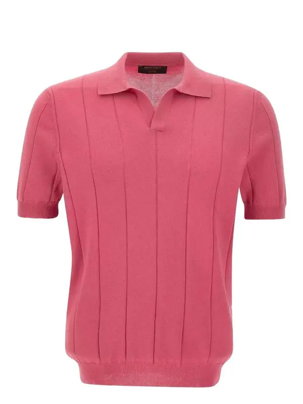 GRAN SASSO Tennis M/m Skipper Ribbed-knit Polo Shirt - Pink