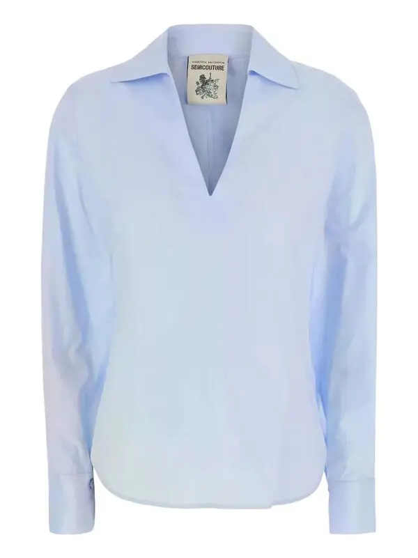 SEMICOUTURE V-neck Long-sleeve Blouse - Blue