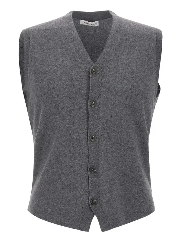 KANGRA Button-fastening Ribbed Trim Vest - Grey