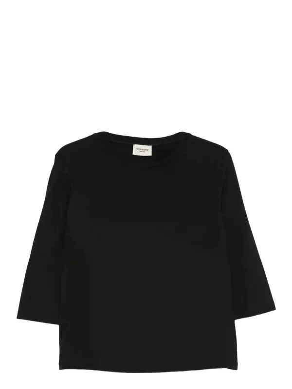 Max Mara Boat-neck Three-quarter Sleeve T-shirt - Black