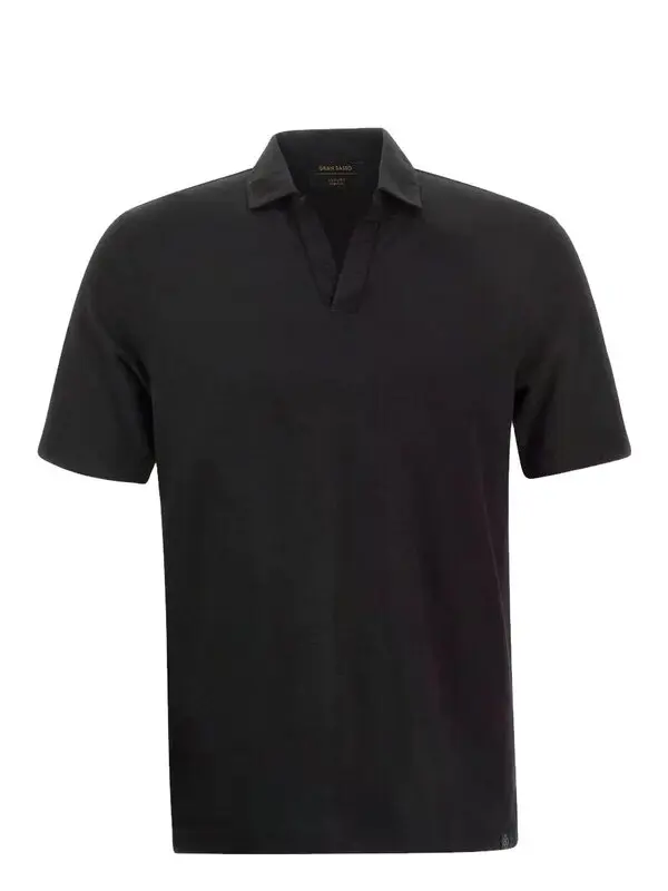 GRAN SASSO Open-collar Short-sleeve T-shirt - Black