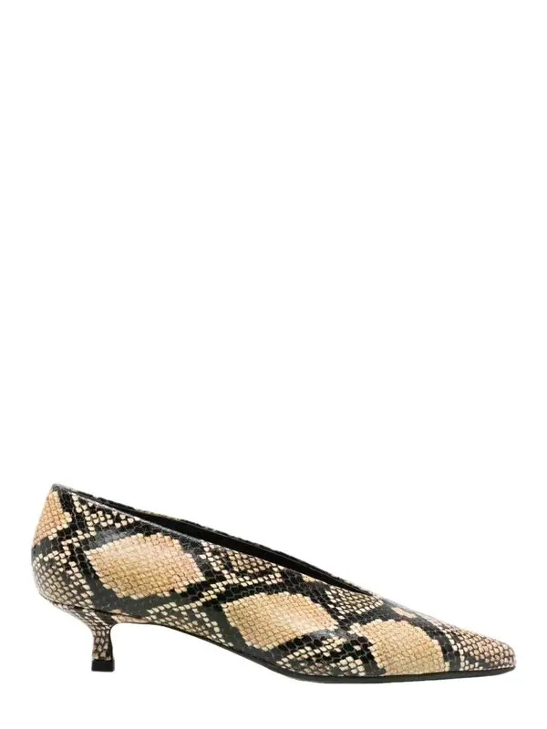 AeydĒ Clara Snake-effect Pointed-toe Pumps - Neutrals