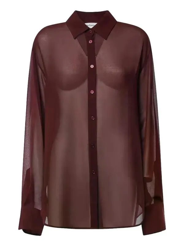THE FRANKIE SHOP Peri Georgette Sheer Button-up Shirt - Red