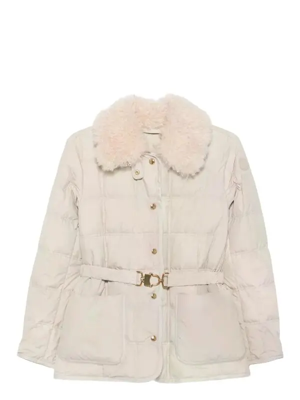 Moncler Quilted Shearling Collar Jacket - Neutrals