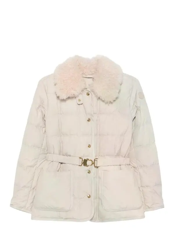 Moncler Quilted Shearling Collar Jacket - Neutrals