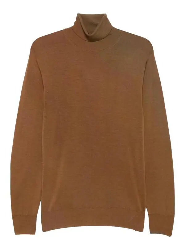Canali Roll-neck Wool Sweater - Brown
