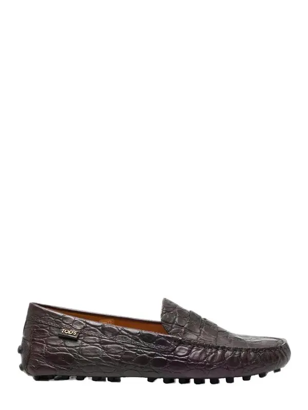 TOD'S Gommino 22l Croc-effect Leather Loafers - Brown