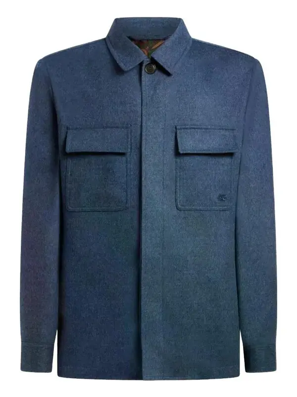 Etro Cashmere And Wool Cloth Overshirt - Blue