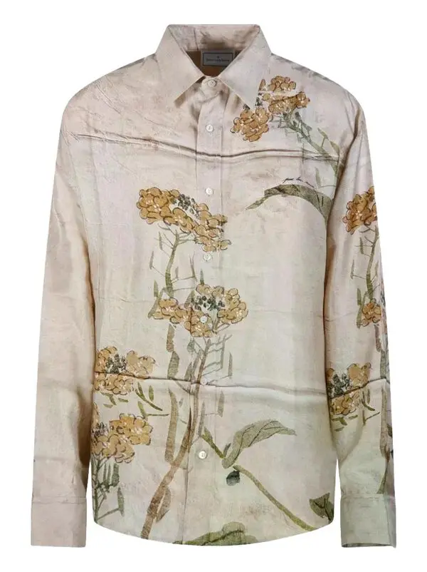 PIERRE-LOUIS MASCIA Floral Print Long Sleeve Shirt - Neutrals