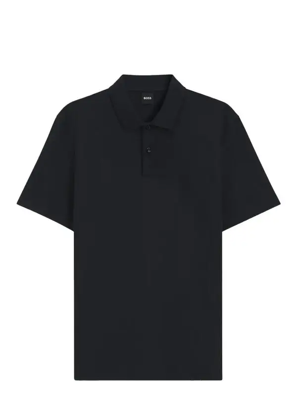 BOSS Cotton-blend Polo Shirt With Bubble-structured Jacquard - Blue