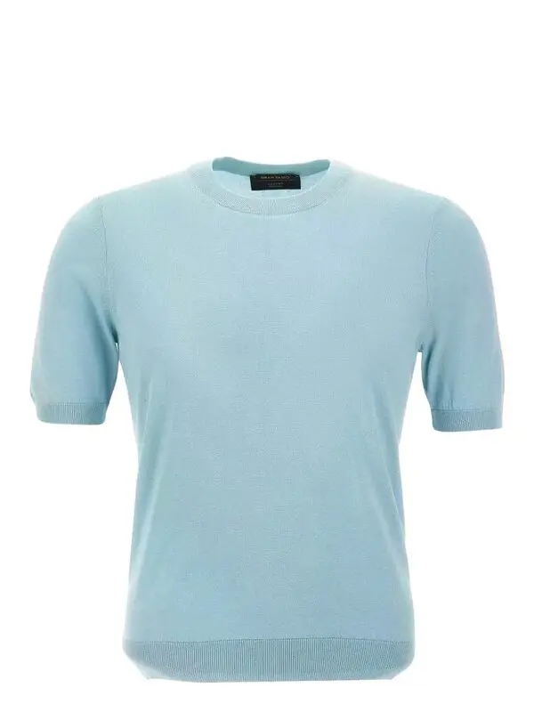 GRAN SASSO Crew Neck Short Sleeve Sweater - Blue