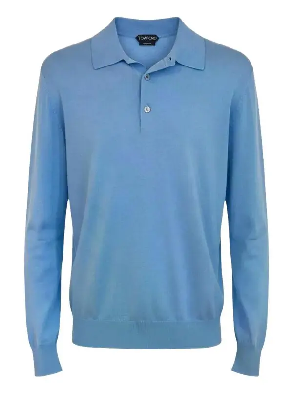 TOM FORD Long-sleeve Polo Shirt - Blue