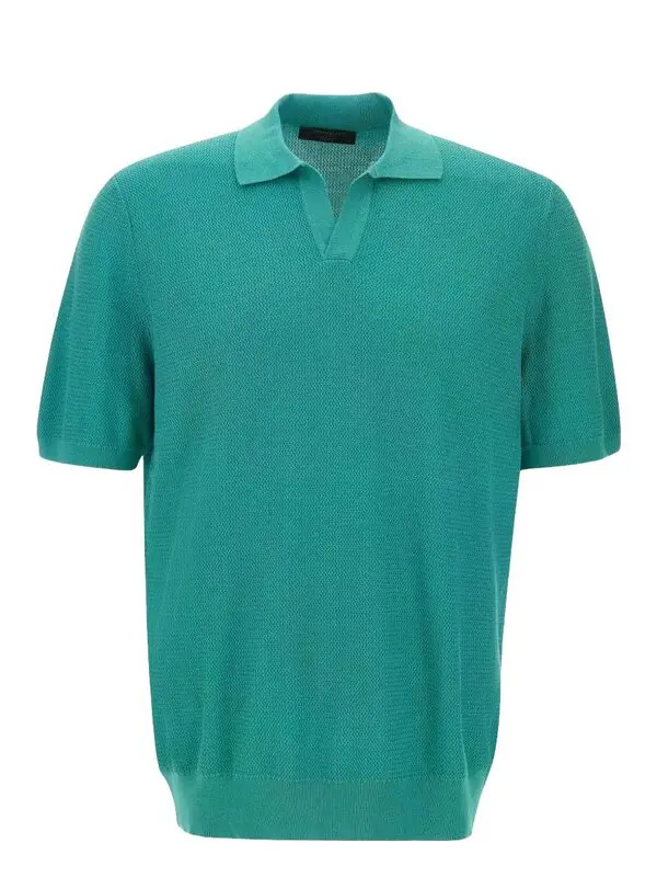 GRAN SASSO Skipper Textured-knit Polo Shirt - Green