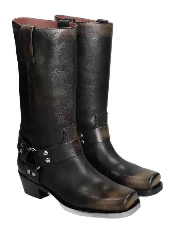 Paris Texas Faded Effect Harness Boots - Brown