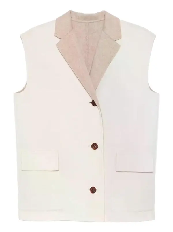 ALICIA AUDREY Julie Two-tone Sleeveless Reversible Gilet - Neutrals