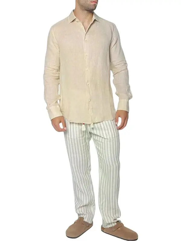 MC2 SAINT BARTH Calais Striped Linen Trousers - Grey
