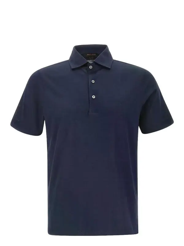GRAN SASSO Short-sleeve Cotton Polo Shirt - Blue