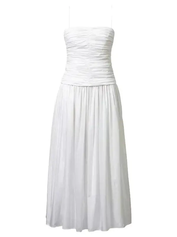 Tove Amina Ruched Midi Dress - White