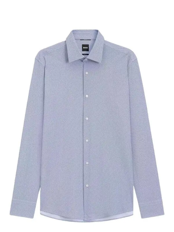 BOSS Geometric-print Slim-fit Shirt - Blue