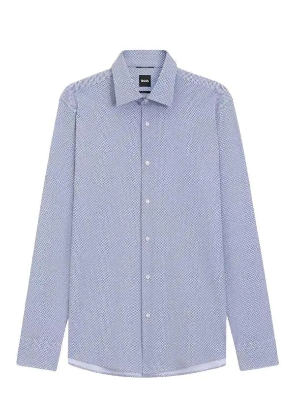 BOSS Slim-fit Shirt In Printed Performance Stretch Fabric - Blue