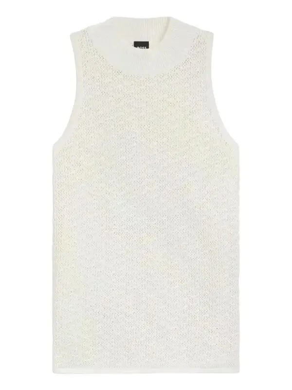 BOSS Open-knit Sleeveless Top - Neutrals