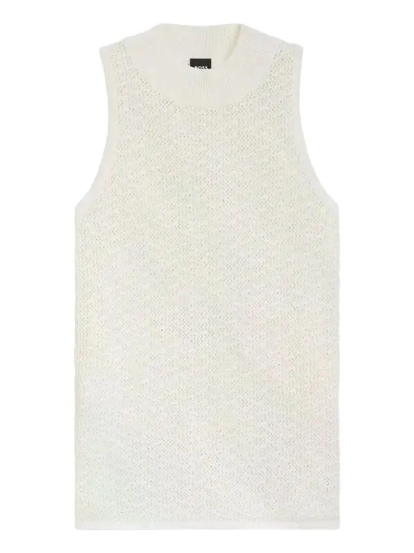 BOSS Open-knit Sleeveless Top - Neutrals