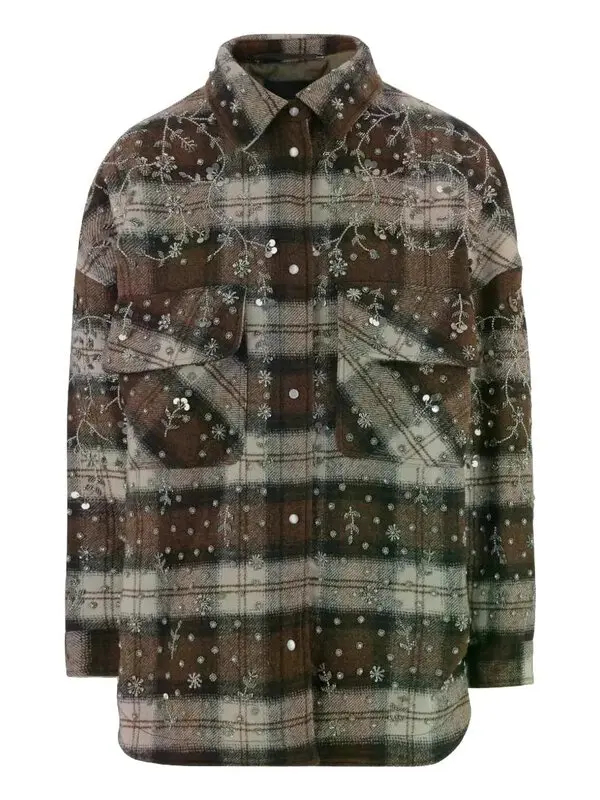 Stella McCartney Embroidered Check Jacket - Brown