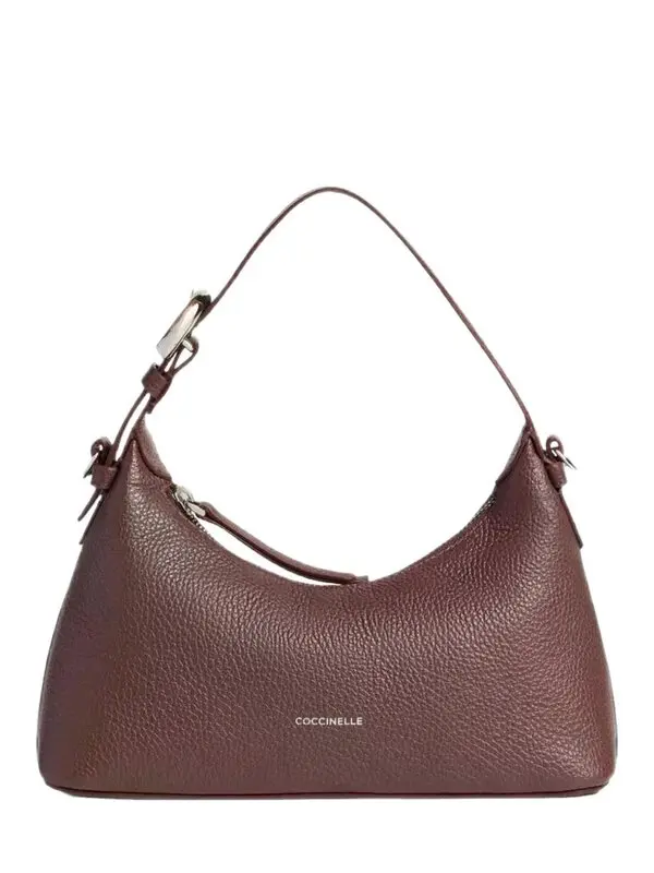 COCCINELLE Pebble Grain Leather Tote Bag With Buckle Detail - Red