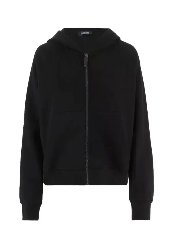 Max Mara Logo Embroidered Zip-up Hoodie - Black