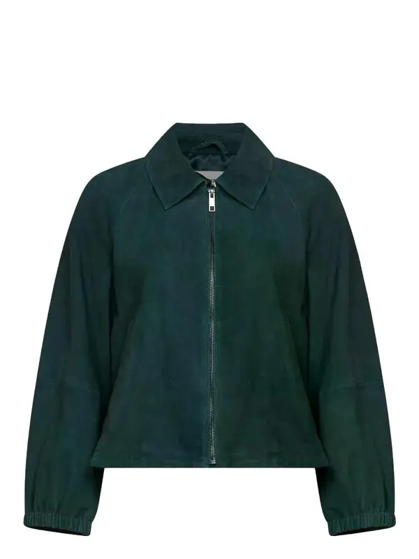 Max Mara Zip-up Suede Jacket - Green