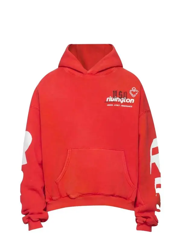 RIVINGTON ROI REBIS Graphic Print Hooded Sweatshirt - Red