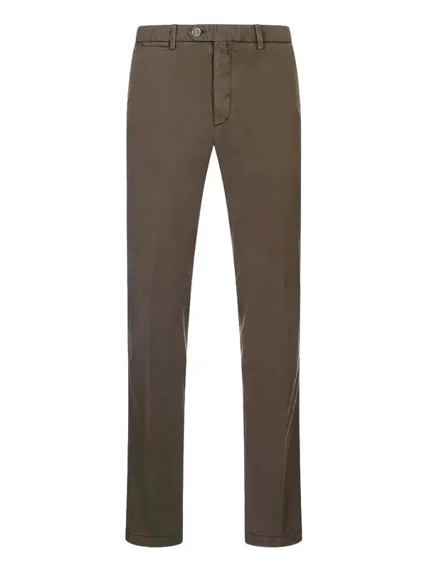 Kiton Logo Patch Straight-leg Trousers - Brown