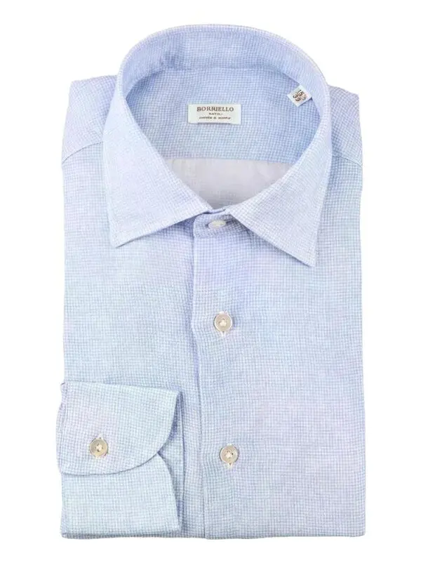 BORRIELLO NAPOLI Houndstooth-pattern Shirt - Blue
