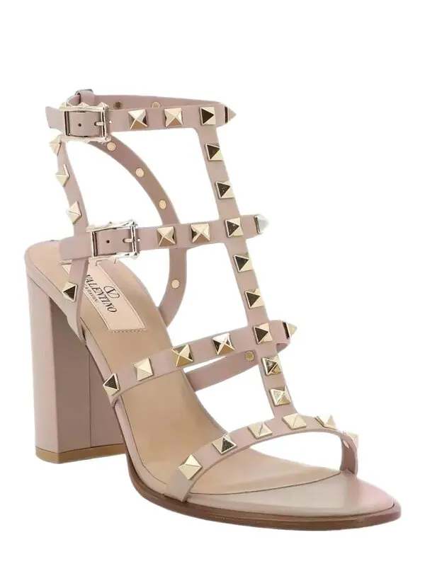 Valentino Garavani Rockstud Embellished Caged Design Heeled Sandals - Neutrals