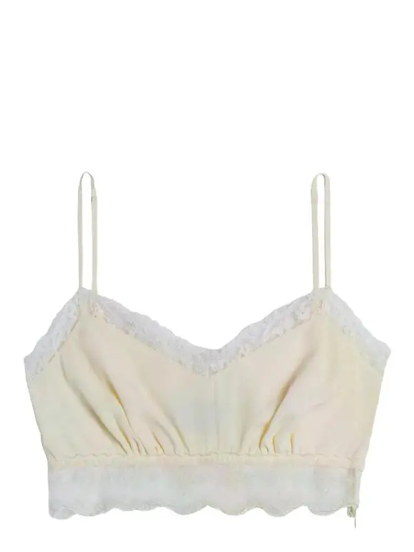 Simone Rocha Cream Lace Trim Cropped Top - Neutrals