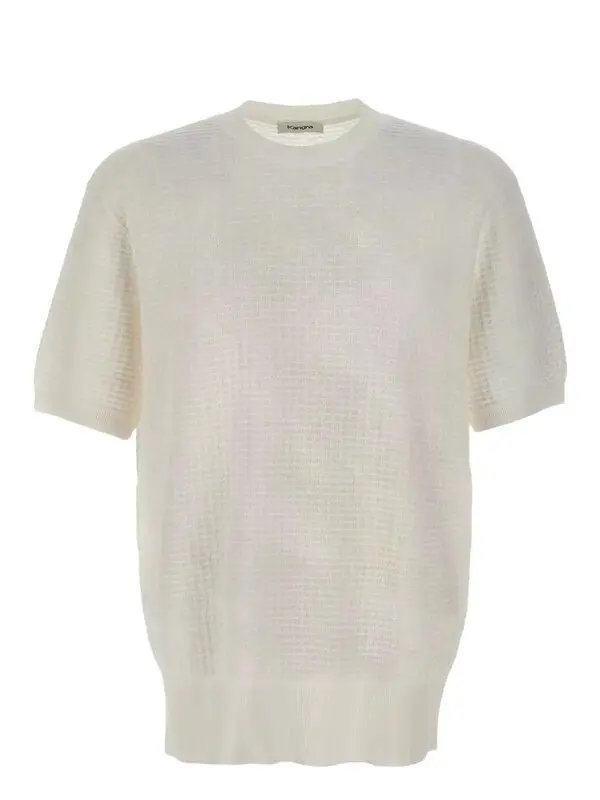 KANGRA Honeycomb Stitch Short-sleeved Sweater - Neutrals