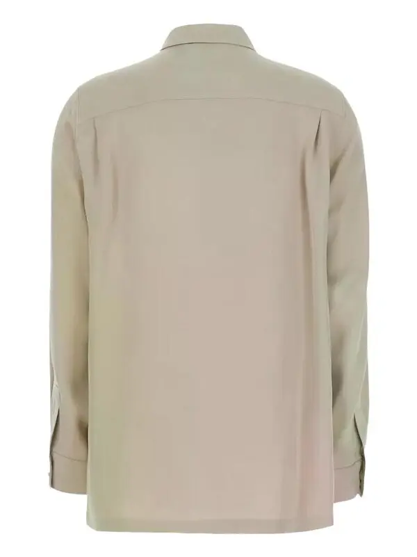 Max Mara Geranio Logo Embroidered Silk Shirt - Neutrals