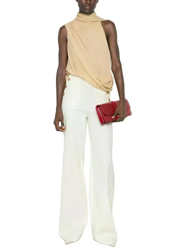 Max Mara Button-embellished Wide-leg Trousers - Neutrals