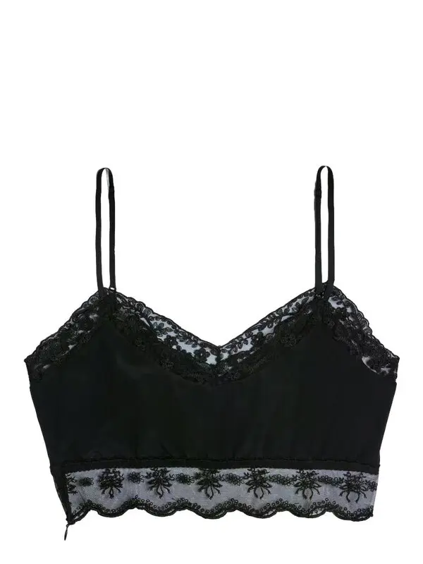 Simone Rocha Satin Lace Trim Bralette - Black