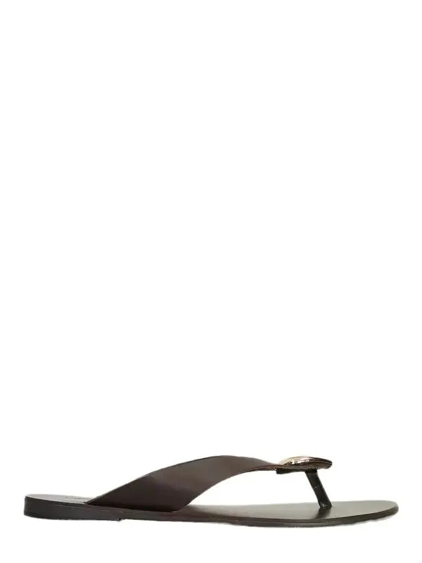 NICOLAS LAINAS Leather Sandals With Gold-tone Hardware - Brown