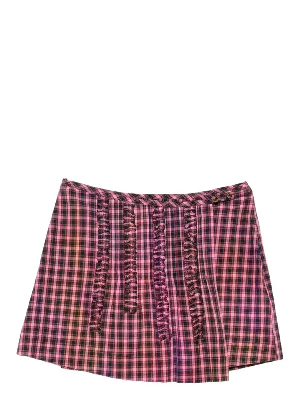 DAMSON MADDER Glinda Ruffled Checked Mini Skirt - Pink