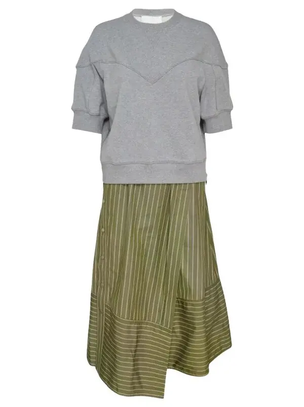 3.1 Phillip Lim Striped Print Layered Effect Asymmetric Dress - Green
