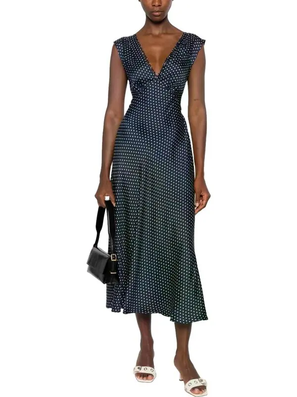 DÔEN Tahlia Polka-dot Midi Dress - Blue